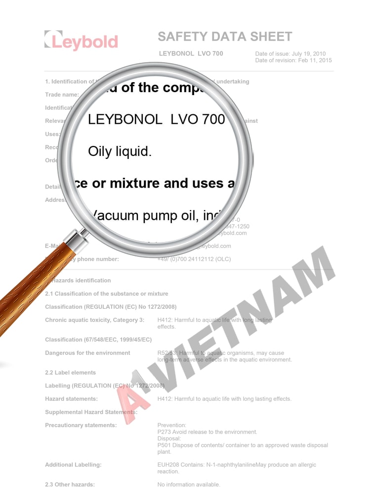 Dầu chân không Leybonol LVO 700 – Long Nguyễn